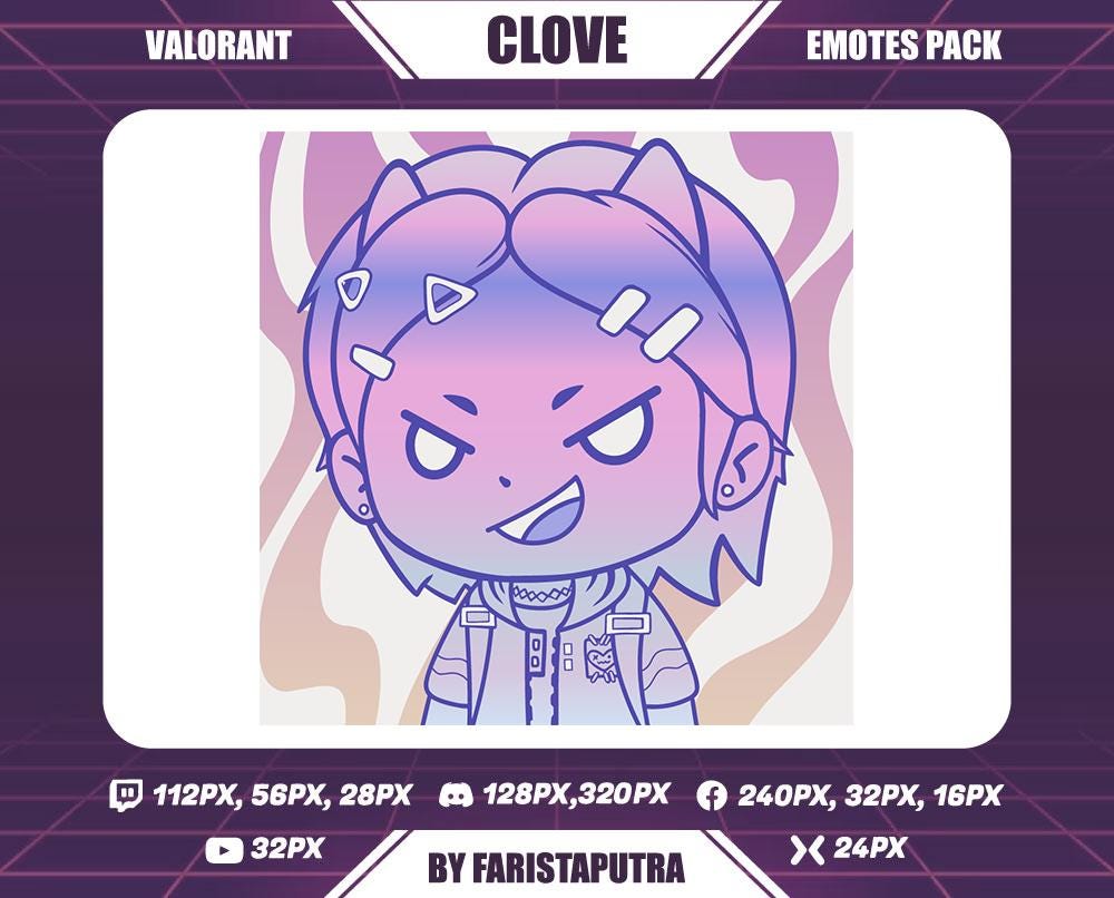 Clove Valorant Twitch Emotes, Chibi Clove Valorant Twitch Emotes, Cute ...