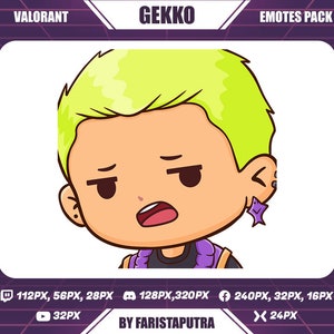 Gekko Valorant Twitch Emotes, Chibi Gekko Valorant Twitch Emotes, Cute ...