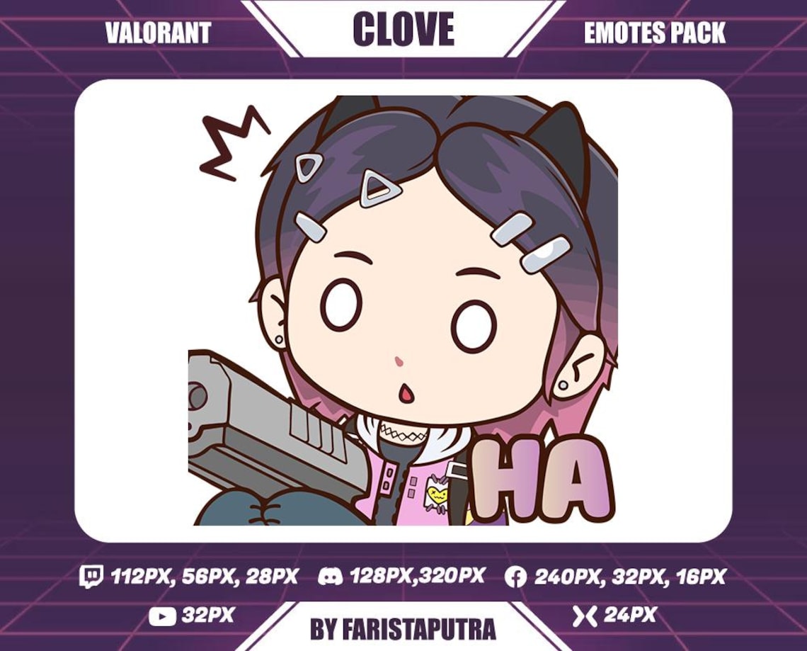 Clove Valorant Twitch Emotes, Chibi Clove Valorant Twitch Emotes, Cute ...