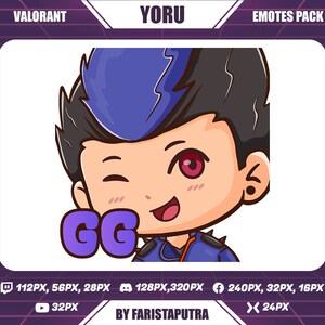 Yoru Valorant Chibi Twitch Emotes: Anime Discord Emoji (digital ...