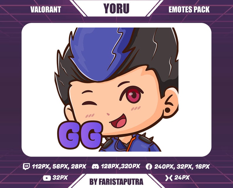 Yoru Valorant Chibi Twitch Emotes: Anime Discord Emoji (digital ...