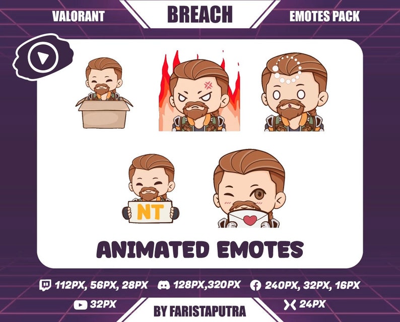 Breach Valorant Animated Twitch Emotes: Chibi Discord Emoji - Etsy Canada