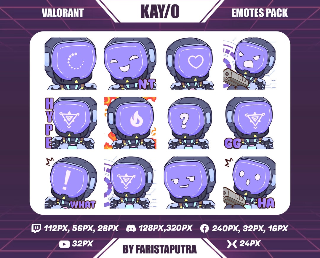 Kay/o Valorant Twitch Emotes, Chibi Kay/o Valorant Twitch Emotes, Cute ...