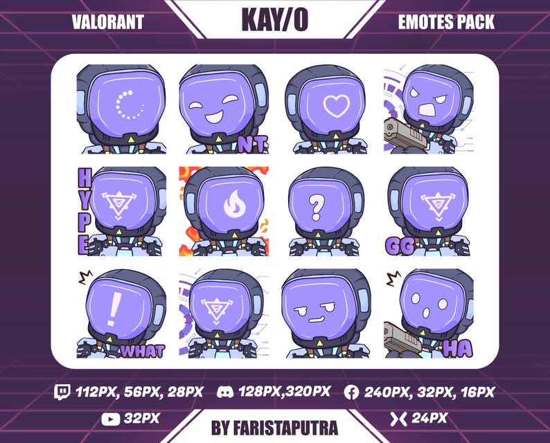 Kay/o Valorant Twitch Emotes, Chibi Kay/o Valorant Twitch Emotes, Cute ...