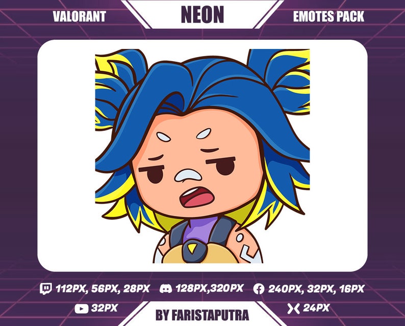 Neon Valorant Chibi Emotes: Twitch/discord Emoji (digital Download) - Etsy