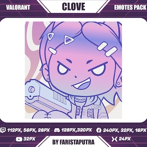 Clove Valorant Twitch Emotes, Chibi Clove Valorant Twitch Emotes, Cute ...