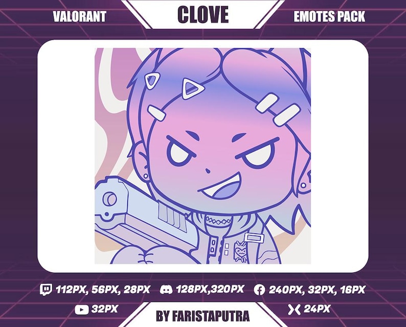 Clove Valorant Twitch Emotes, Chibi Clove Valorant Twitch Emotes, Cute ...