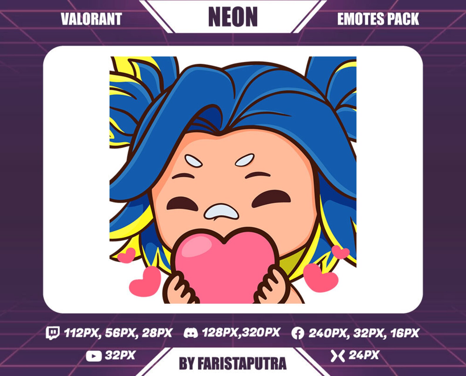 Neon Valorant Twitch Emotes, Chibi Neon Valorant Twitch Emotes, Cute ...