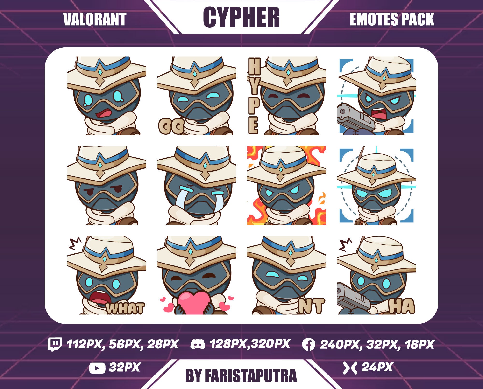 Cypher Valorant Twitch Emotes, Chibi Cypher Valorant Twitch Emotes ...