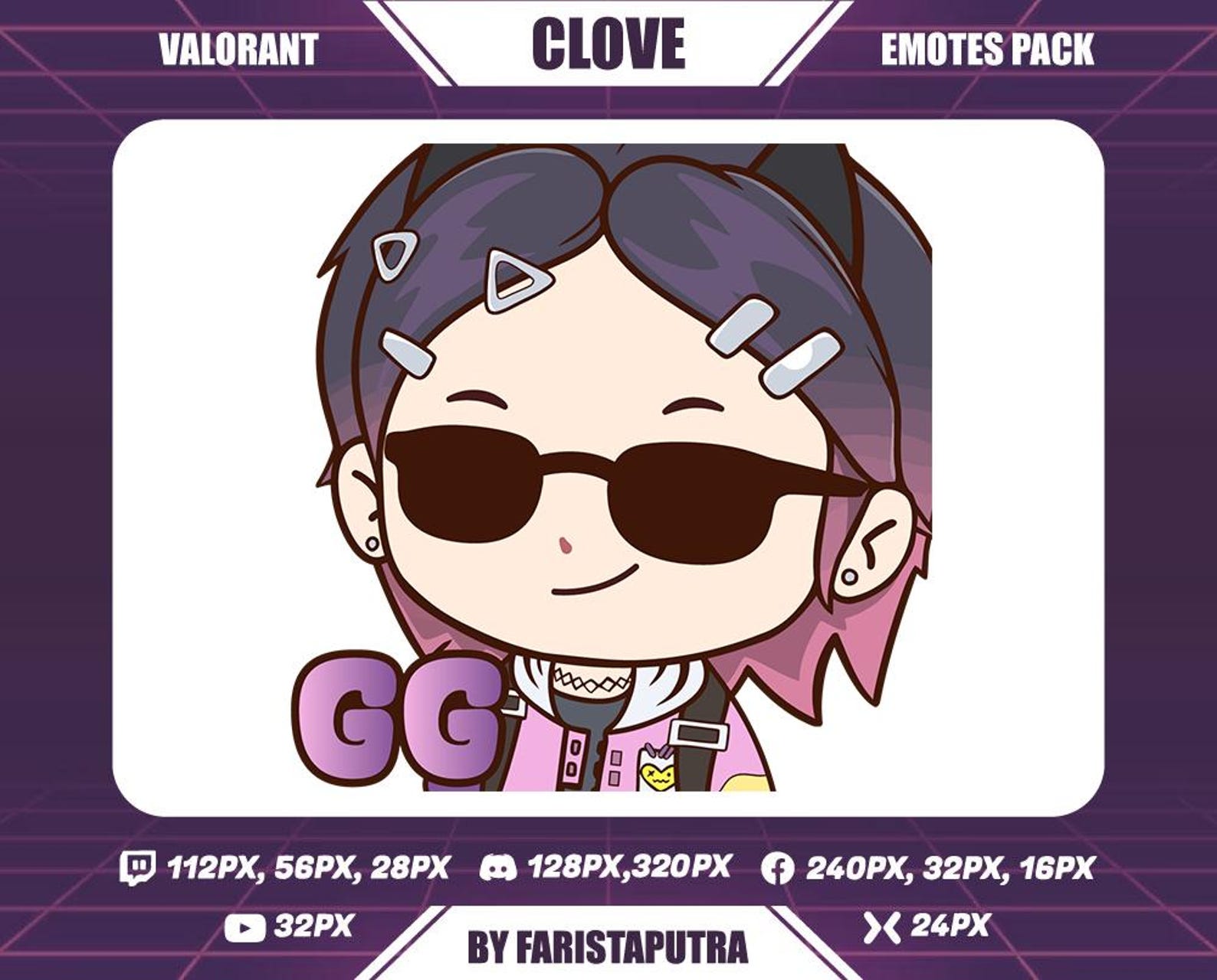 Clove Valorant Twitch Emotes, Chibi Clove Valorant Twitch Emotes, Cute ...