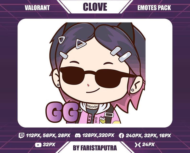 Clove Valorant Chibi Emotes, Twitch Discord Emoji (PNG) - Etsy