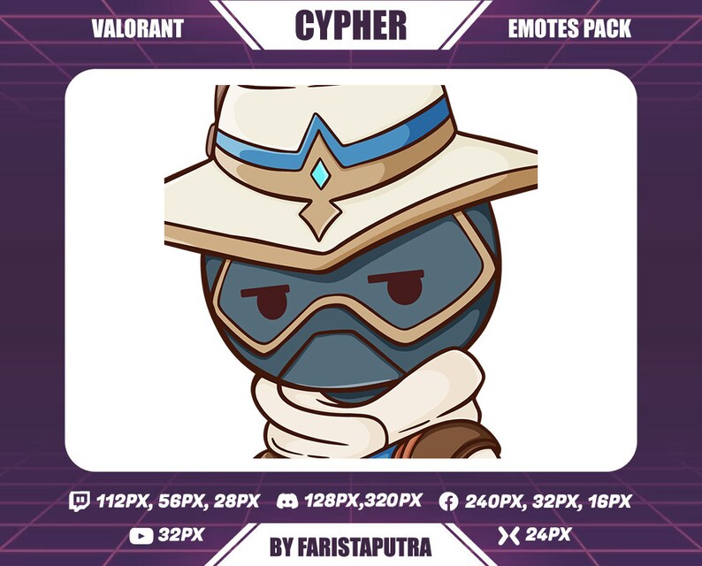 Cypher Valorant Twitch Emotes, Chibi Cypher Valorant Twitch Emotes ...