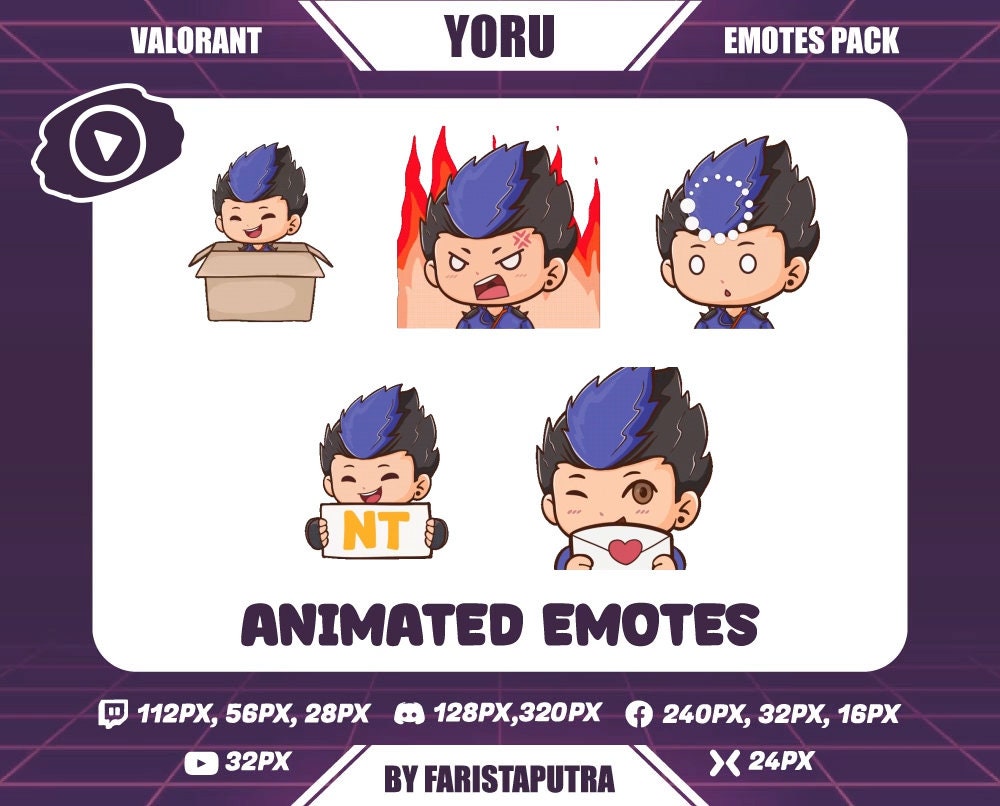 Yoru Valorant Animated Twitch Emotes: Chibi Anime Emoji (GIF) - Etsy
