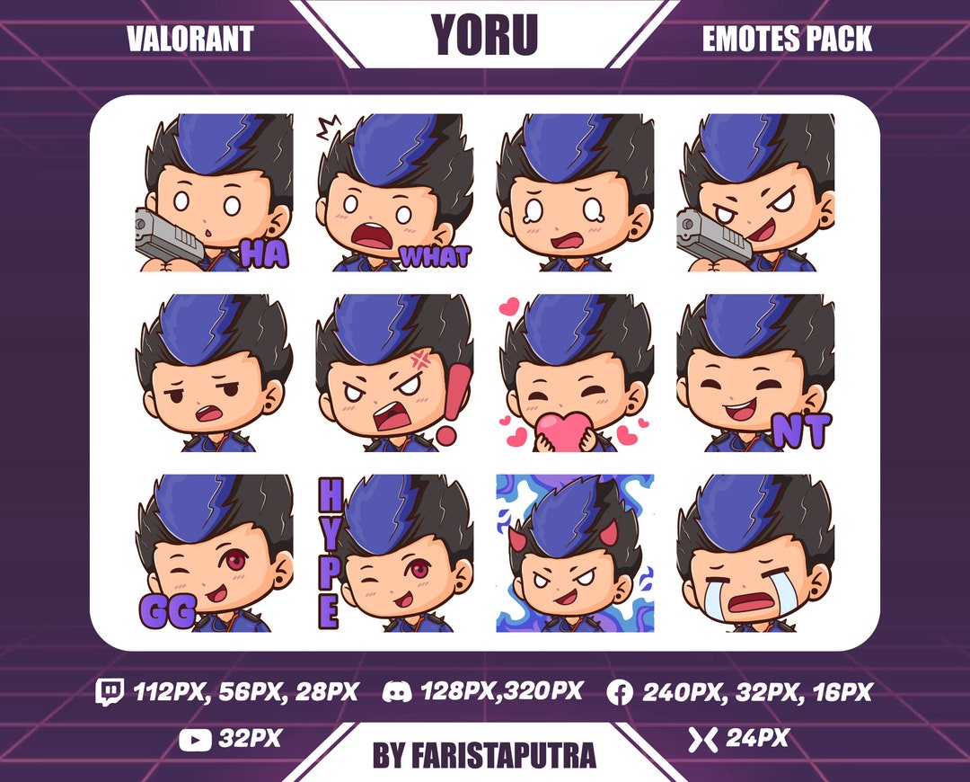 Yoru Valorant Chibi Twitch Emotes: Anime Discord Emoji (digital ...