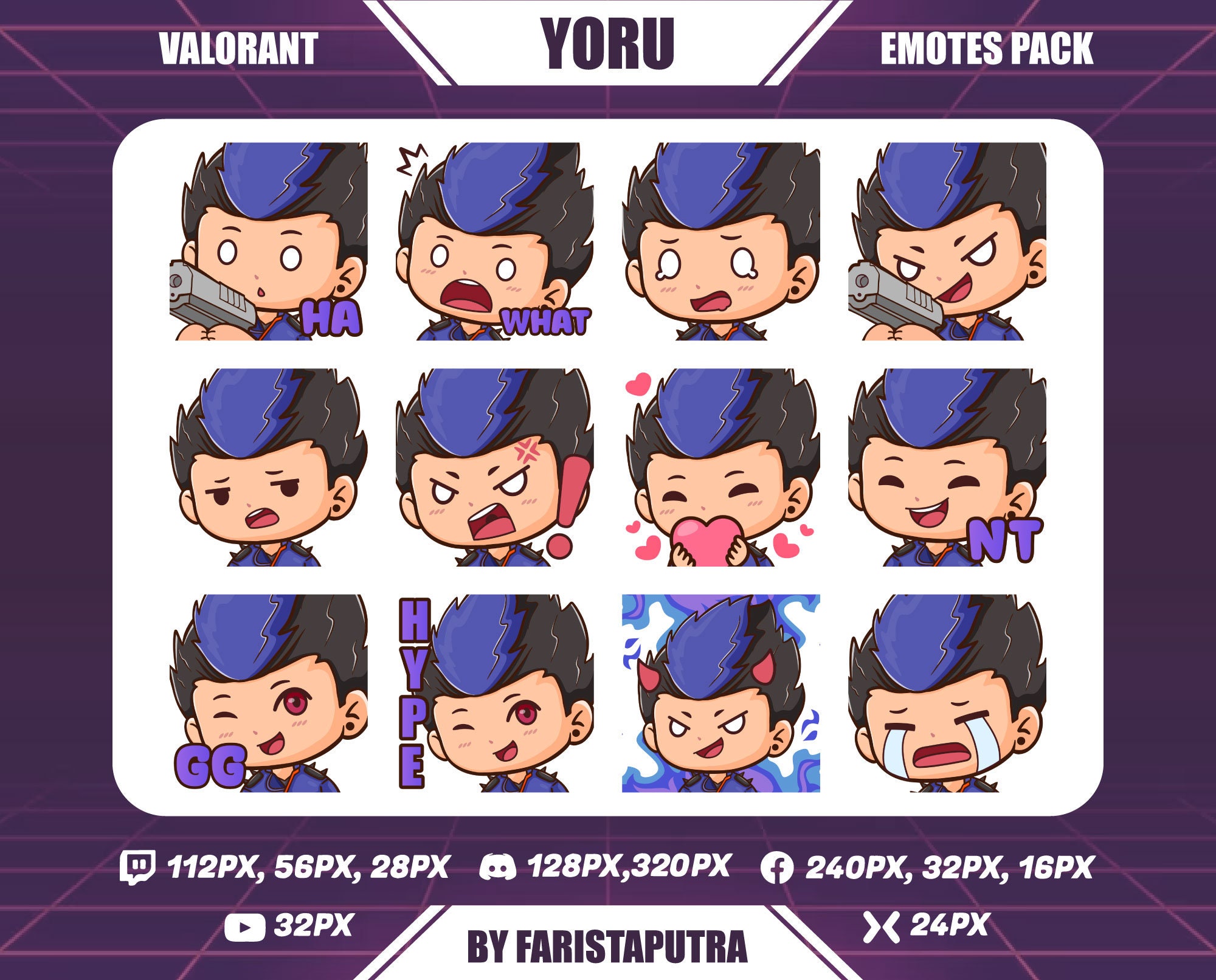 Yoru Valorant Twitch Emotes, Chibi Yoru Valorant Twitch Emotes, Cute ...
