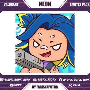 Neon Valorant Twitch Emotes, Chibi Neon Valorant Twitch Emotes, Cute ...