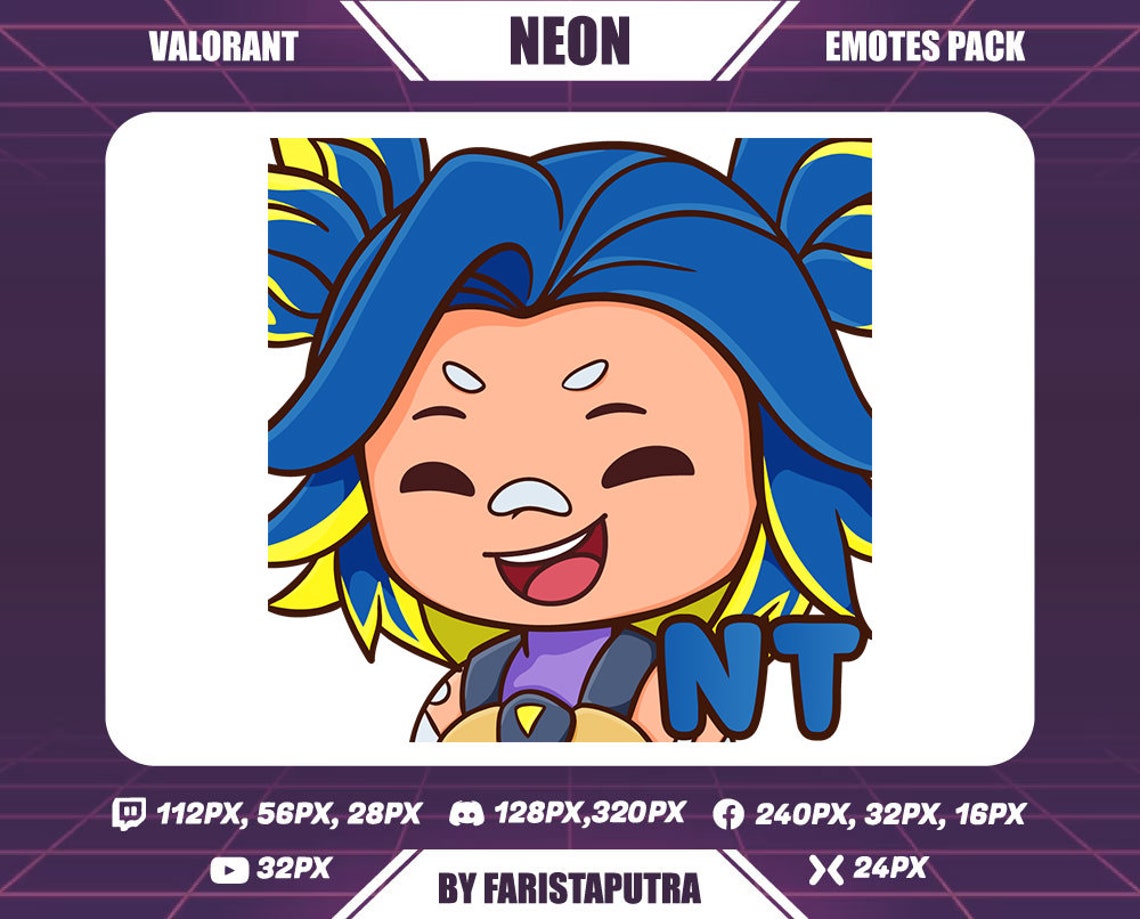 Neon Valorant Twitch Emotes Chibi Neon Valorant Twitch - Etsy