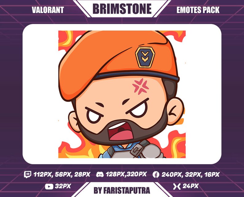 Brimstone Valorant Twitch Emotes, Chibi Brimstone Valorant Twitch ...