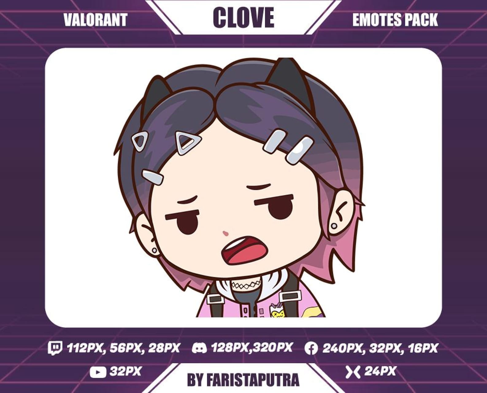 Clove Valorant Twitch Emotes, Chibi Clove Valorant Twitch Emotes, Cute ...