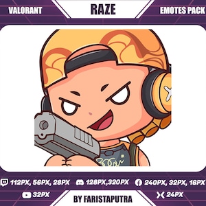 Chibi Raze Valorant Twitch Emotes, Anime Discord Emoji (PNG Files) - Etsy