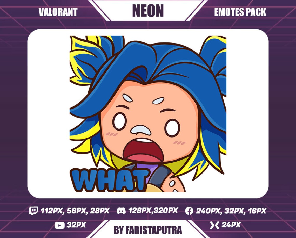 Neon Valorant Twitch Emotes Chibi Neon Valorant Twitch - Etsy