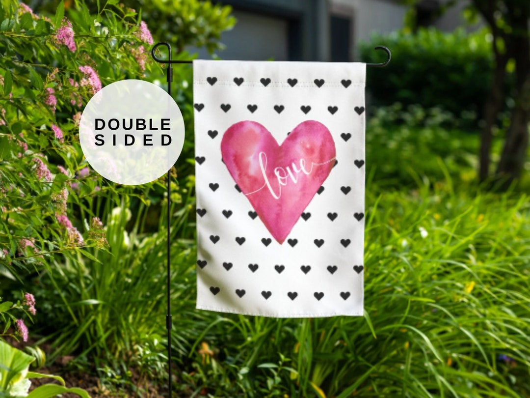 Valentine Garden Flag, Cute Heart Flag, Yard Art, Welcome Classroom ...