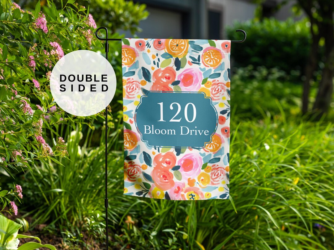 Custom Flag, Address Sign, Personalized Yard Sign, Spring Garden Flag ...