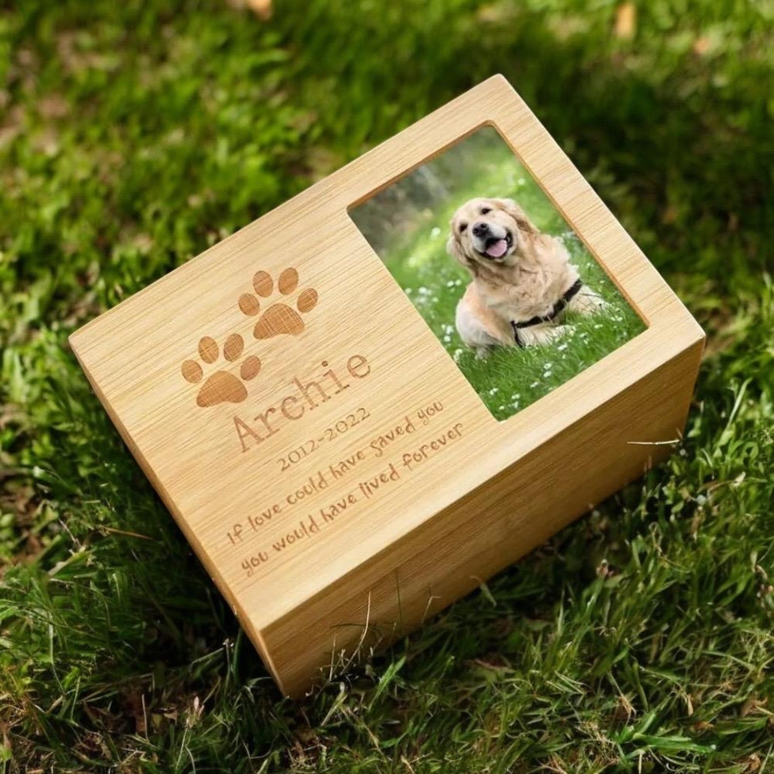 Wooden Dog Ashes Box, Pet Memorial Personalized Urn, Dog Parent Gift ...