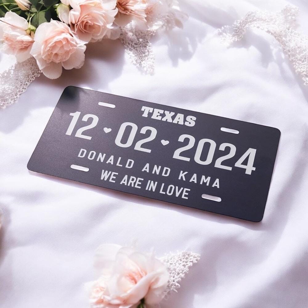 Just Married Sign, Wedding Date License Plate, Just Married Tag for Car ...