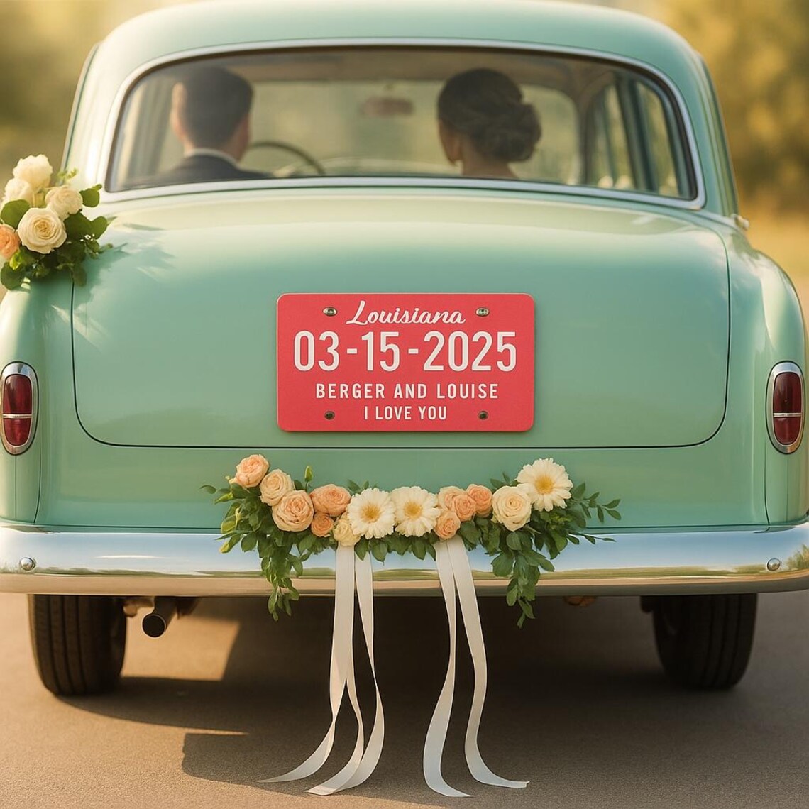 Just Married Sign, Wedding Date License Plate, Just Married Tag for Car ...