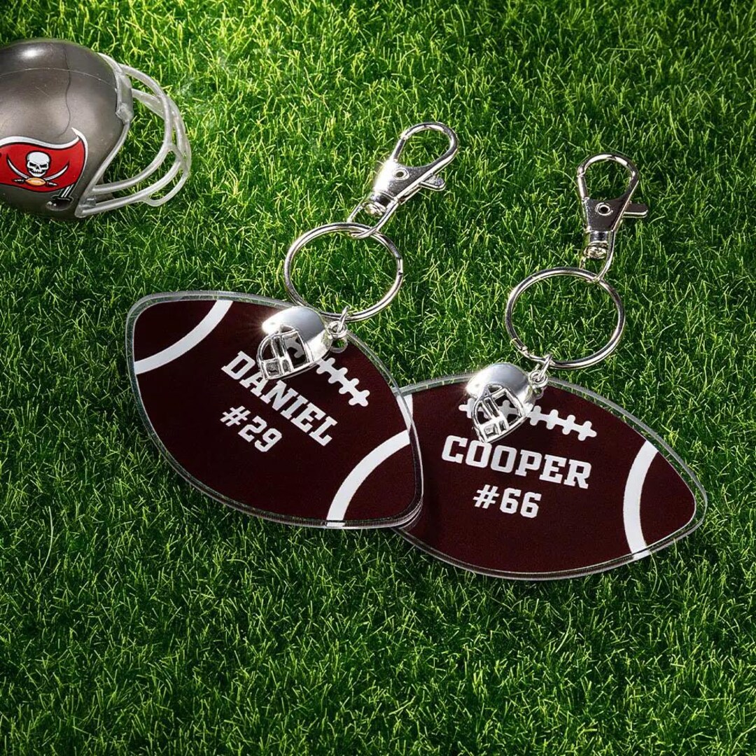 Football Personalized Keychain, Custom Football Bag Tag, Sports Party ...