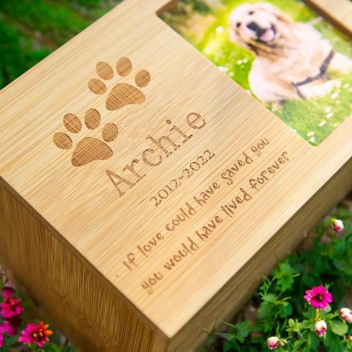 Wooden Dog Ashes Box, Pet Memorial Personalized Urn, Dog Parent Gift ...