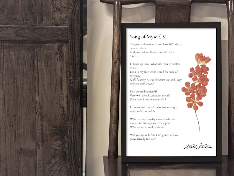 PRINTABLE Song of Myself 51 Walt Whitman Wall Art Print - Etsy