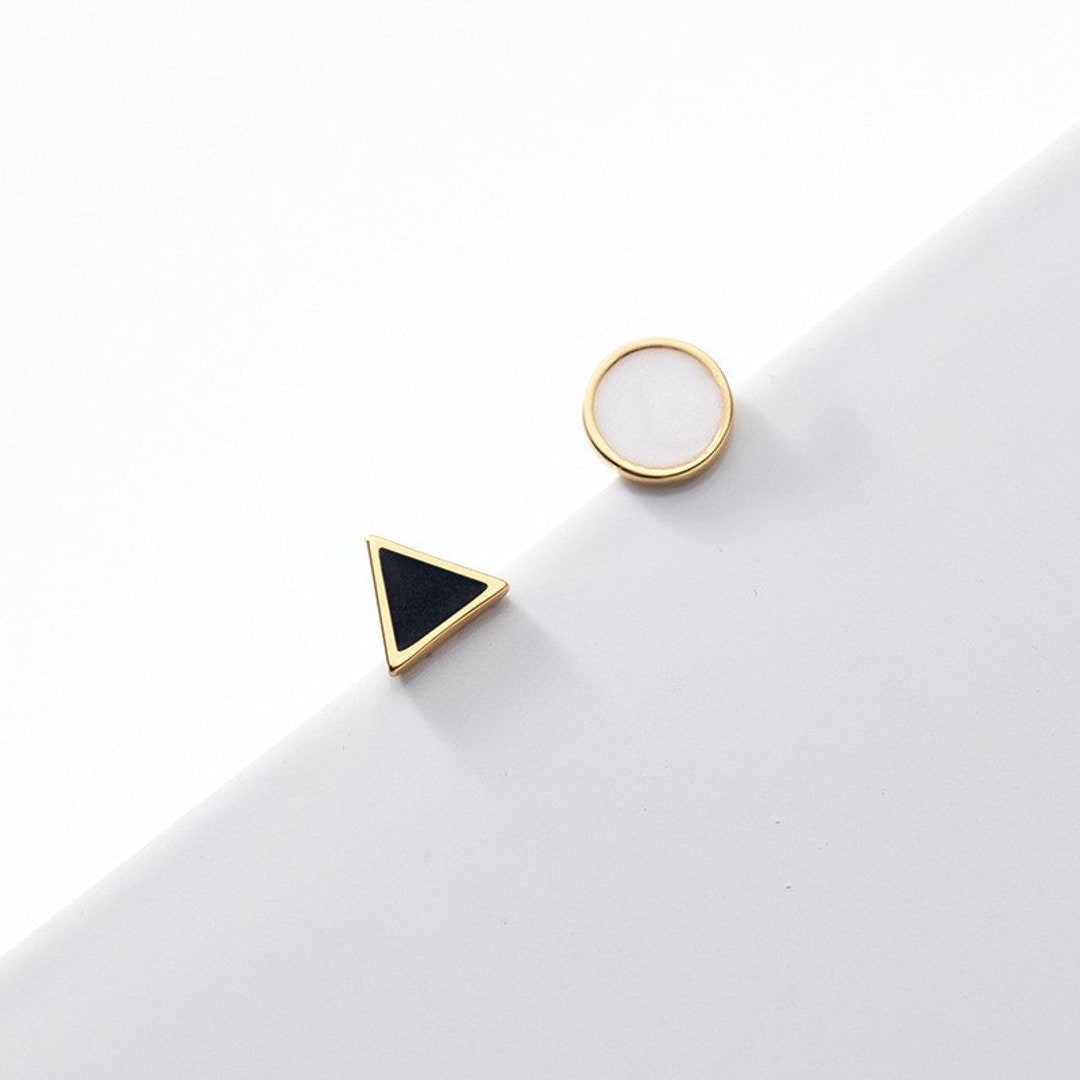 Gold Triangle & Circle Earring Gold Geometry Earrings - Etsy