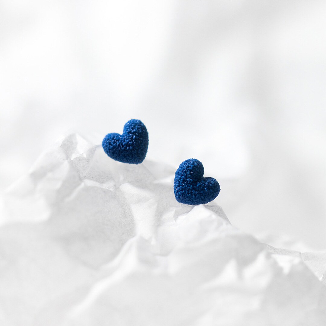 Sterling Silver Klein Blue Heart Stud Earrings Blue Ceramic - Etsy