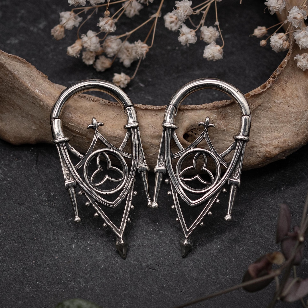 Gothic Arch Ear Weights | Silver or Gold | ear Hangers | Cathedral ...
