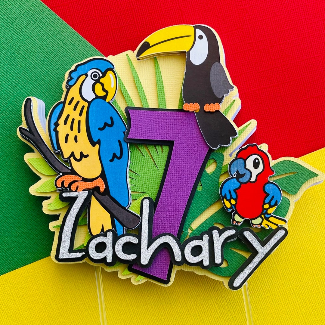 Tropical Birds Cake Topper With Flashing Lights Rainforest Aviary ...