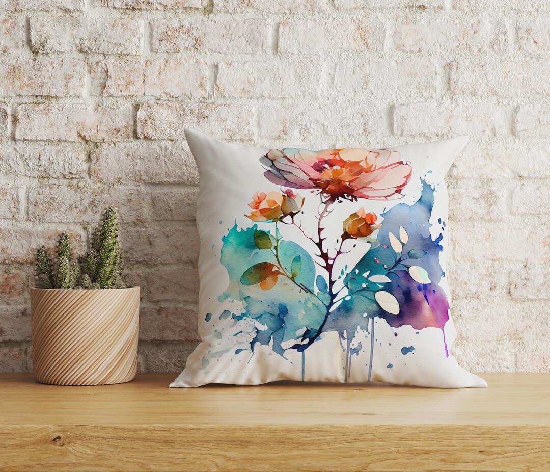 Floral Cushion Covers, Watercolor Flower Cushion Covers,spring Flowers ...