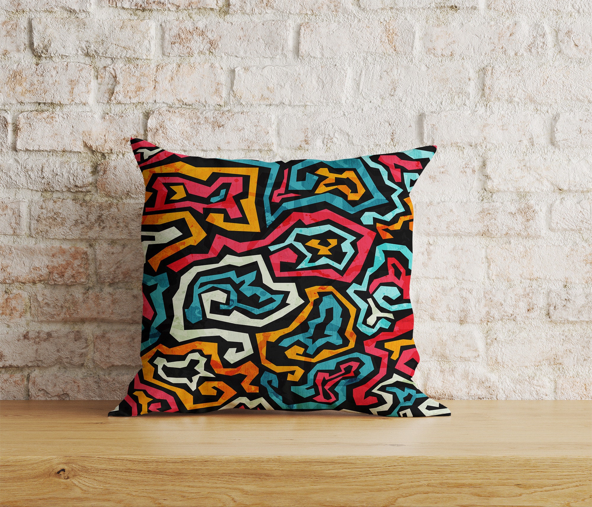Graffiti Art Cushion Cover, Urban Street Artist Style Pillowcase ...