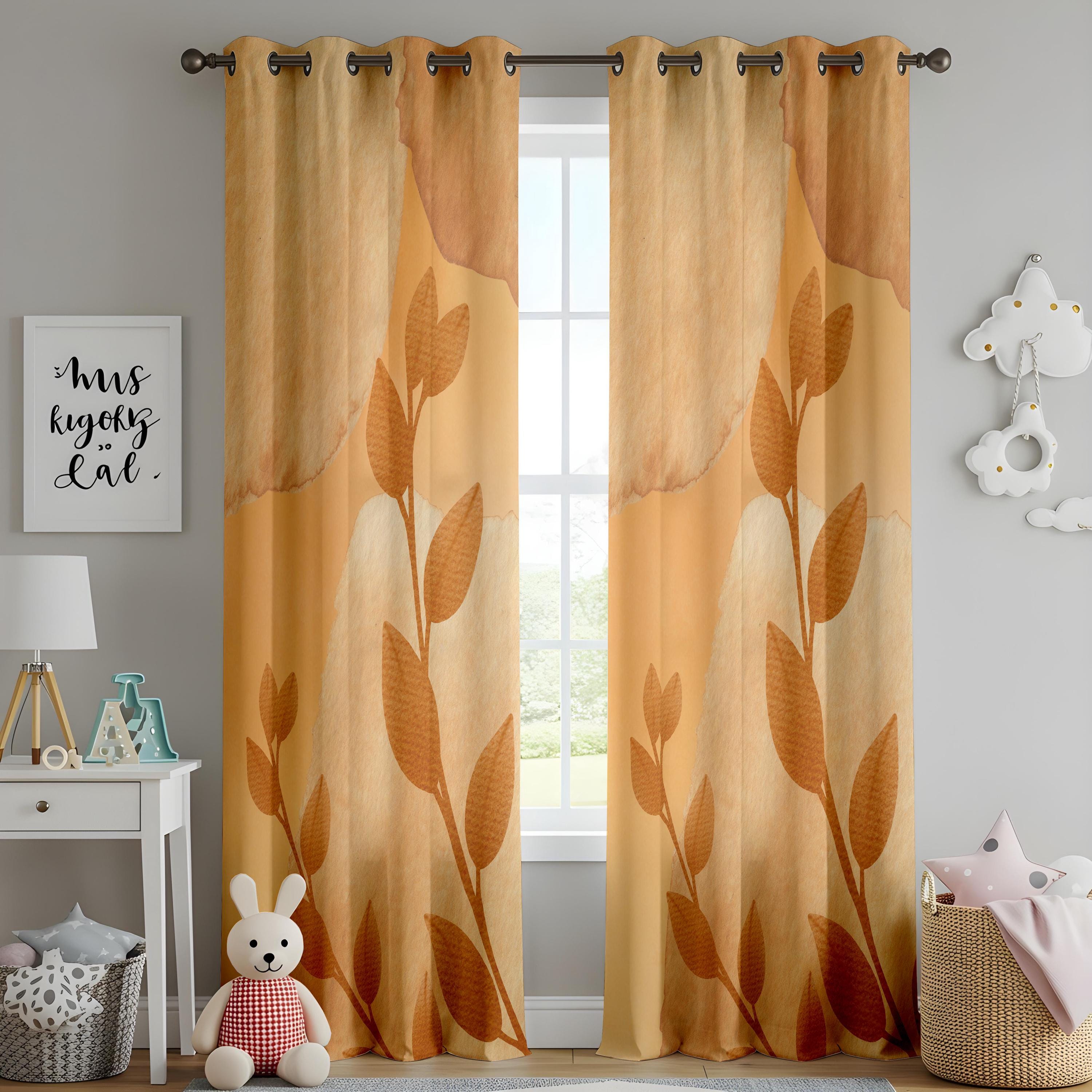 Earth Tone Leaf Print Curtains, Botanical Drapes, Warm Boho Nature ...