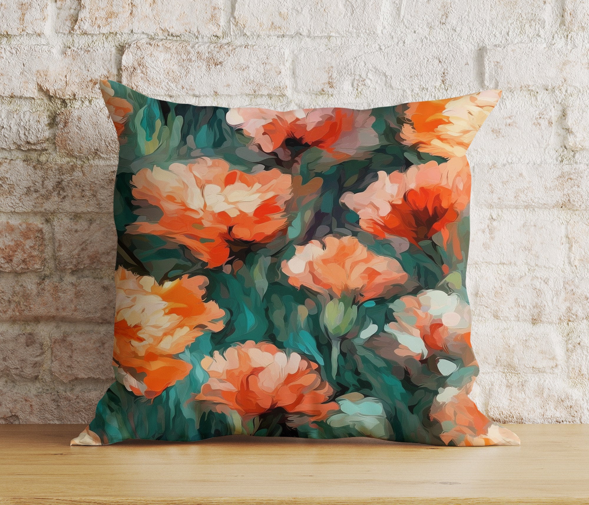 Colorful Leaves Floral Cushion Cover, Tropical Watercolor Blue Euro ...