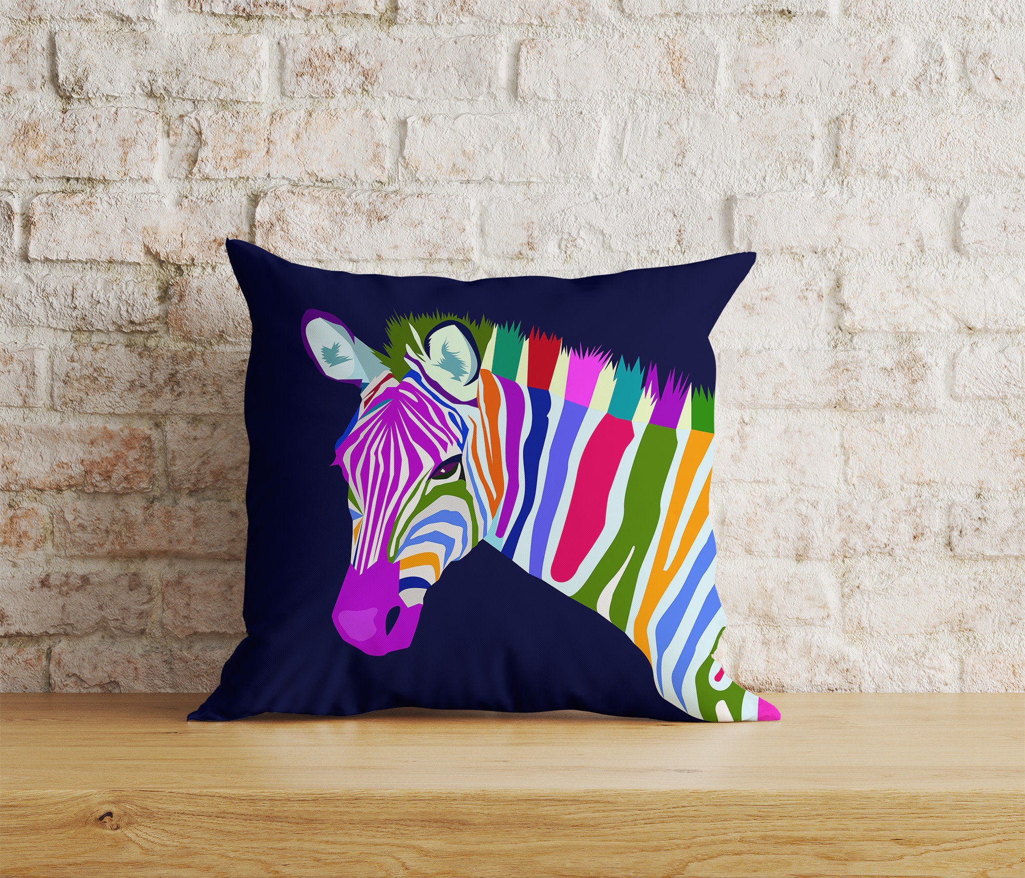 Colorful Zebras Pillow Cover, Multicolor Zebra Pillowcase, Zebra ...