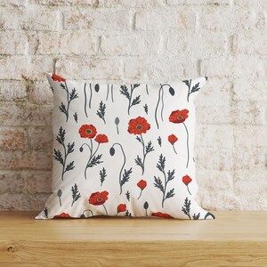 Red Poppy Flower Cushion Covers, Poppies Pillow Case, Anzac Day ...
