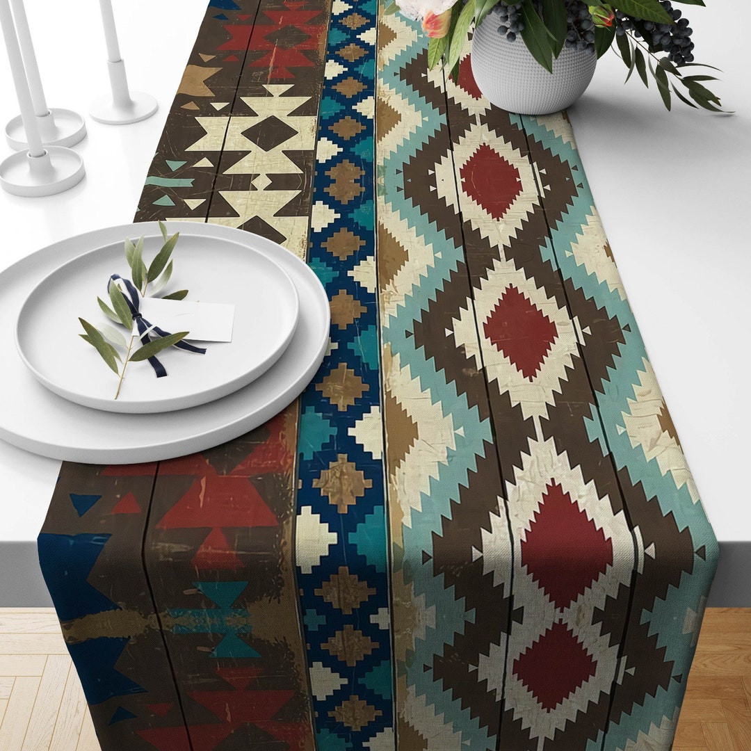 Aztec Table Runner, Tribal Kitchen Runners, Kilim Table Cloth ...