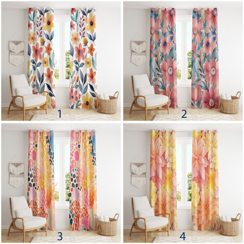 Floral Curtains - Etsy