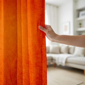 Rust Orange Curtain Panel, Floral Motif, Blackout or Thermal Lining - Etsy
