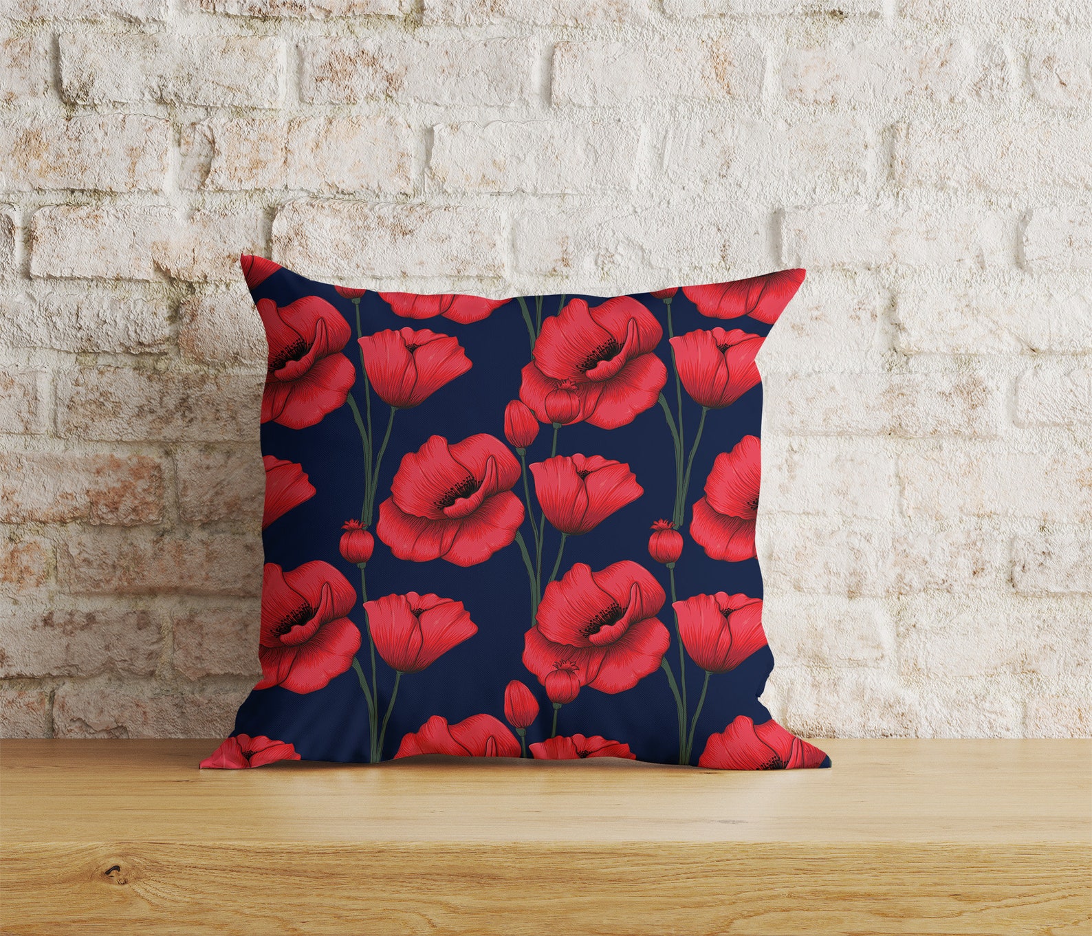 Poppy Cushion Covers, Remembrance Day Flower Pillow Cover, Anzac Day ...