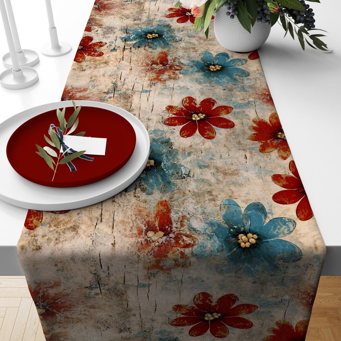 Floral Table Runner, Pink Flowers, Soft Fabric Dining Table Linens - Etsy