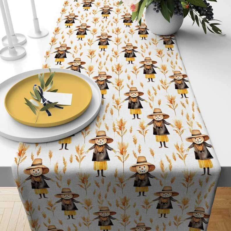 Fox Scarecrow Autumn Table Runner, Fall Decor - Etsy
