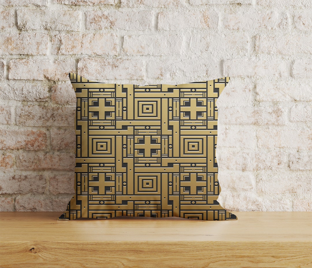 Greek Key Cushion Cover, Greek Key Pillow Cover, Yellow Black Greece ...